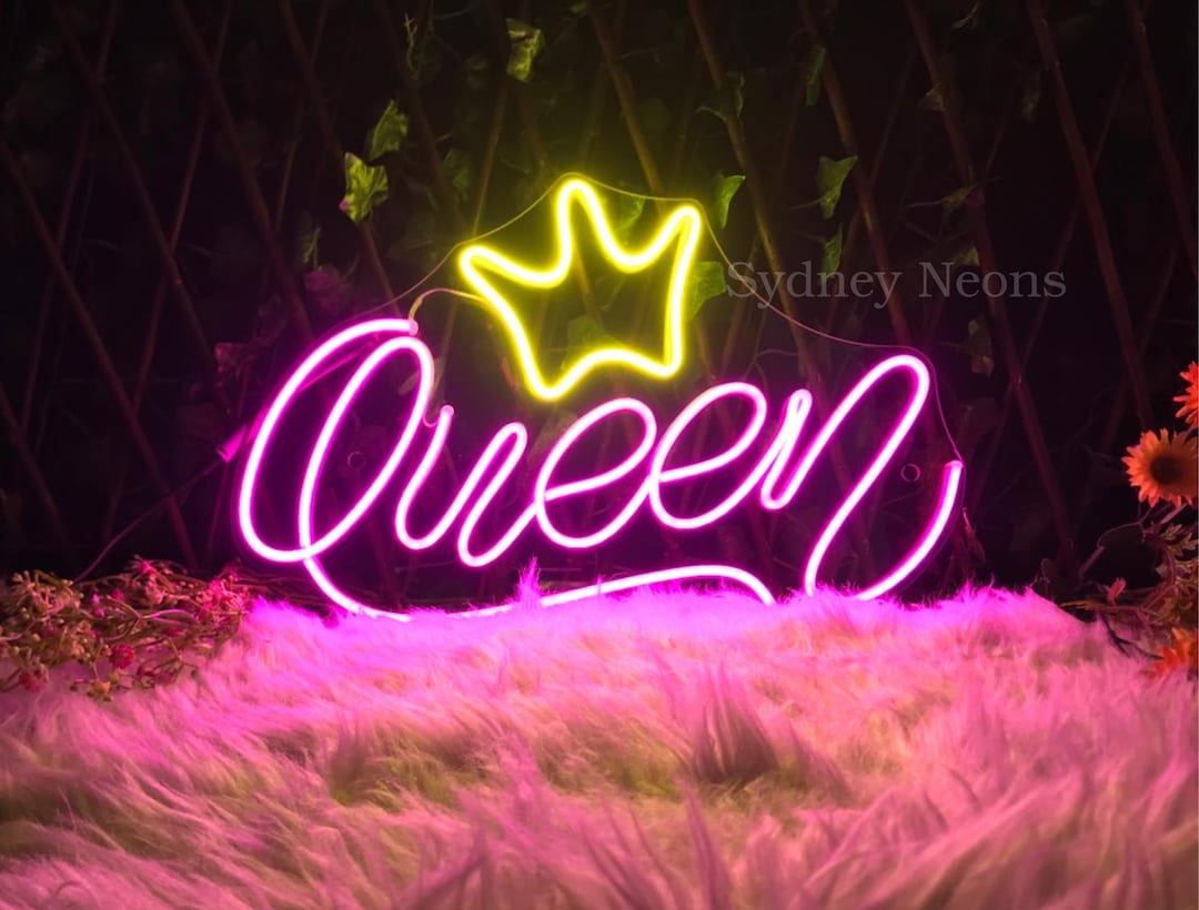 Queen Neon Sign Aesthetic Neon Sign Queen Wall Decor Neon Sign Bedroom Queen Led Sign Neon Bar ...