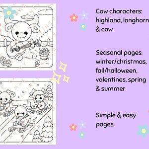 Cow Trio Coloring Book- Digital Download Coloring Book, Cow Coloring ...