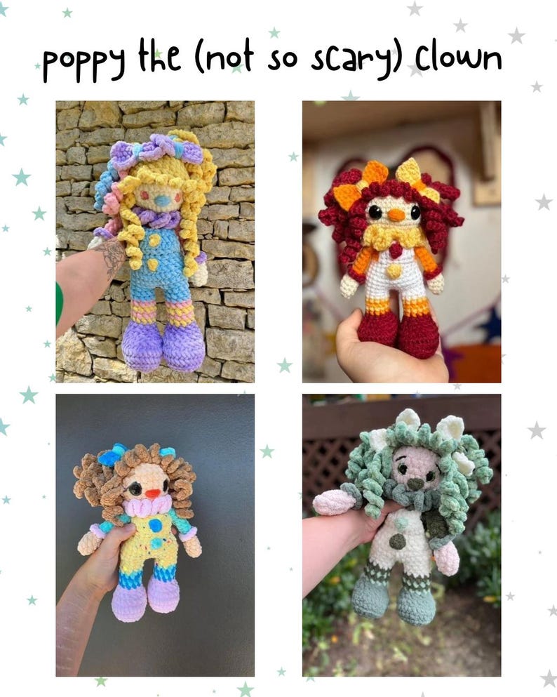 Poppy the Clown | Crochet Clown Pattern, Amigurumi Clownpattern ...