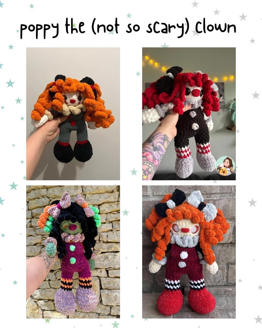 Poppy the Clown | Crochet Clown Pattern, Amigurumi Clownpattern ...