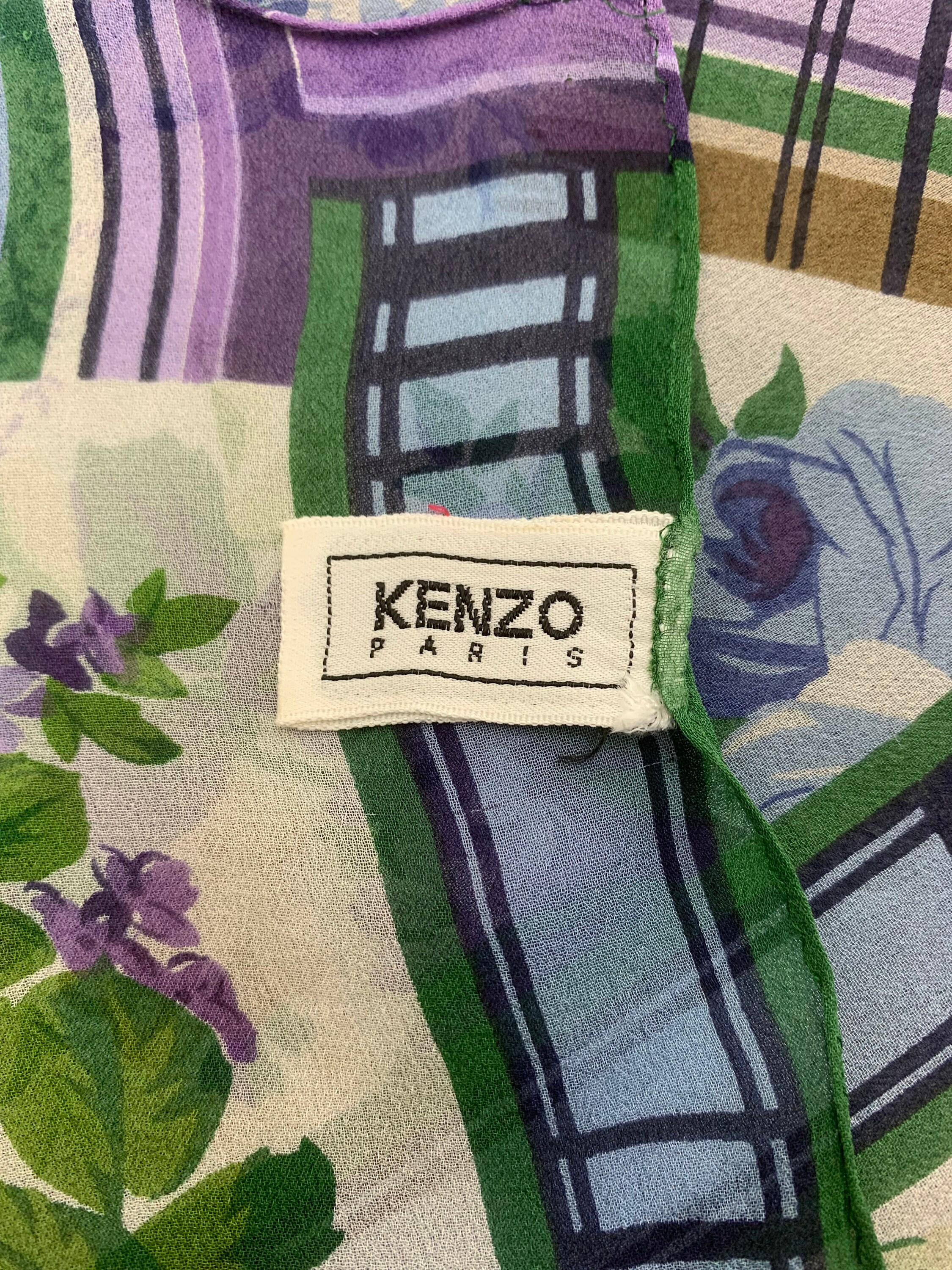 Vintage Kenzo Paris Authentic Silk Scarf Neckwear Babushka Square Scarf ...