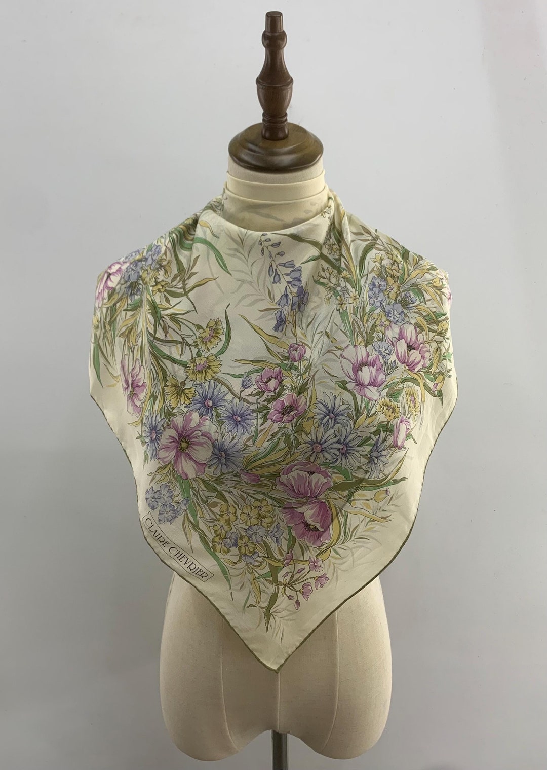 Vintage Authentic Claire Chevrier Silk Scarf Babushka Body Wrap ...