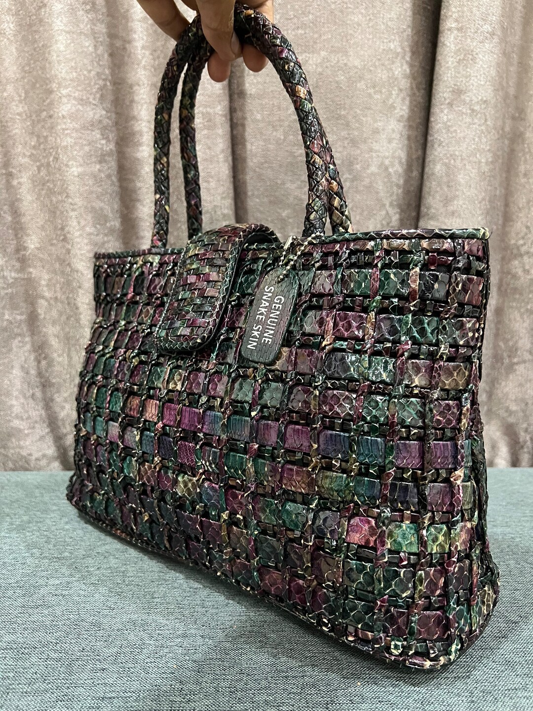 Vintage Snake Skin Tote Bag, Vintage Snake Skin Bag, Vintage Snake Skin ...