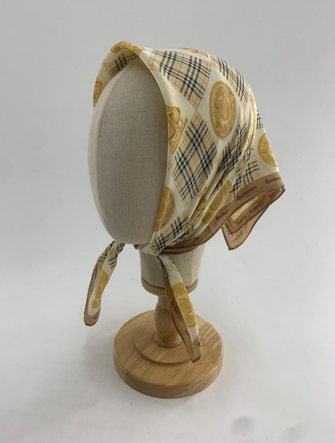 Vintage Authentic Burberry Scarf Babushka Handkerchief Bandana Mini ...