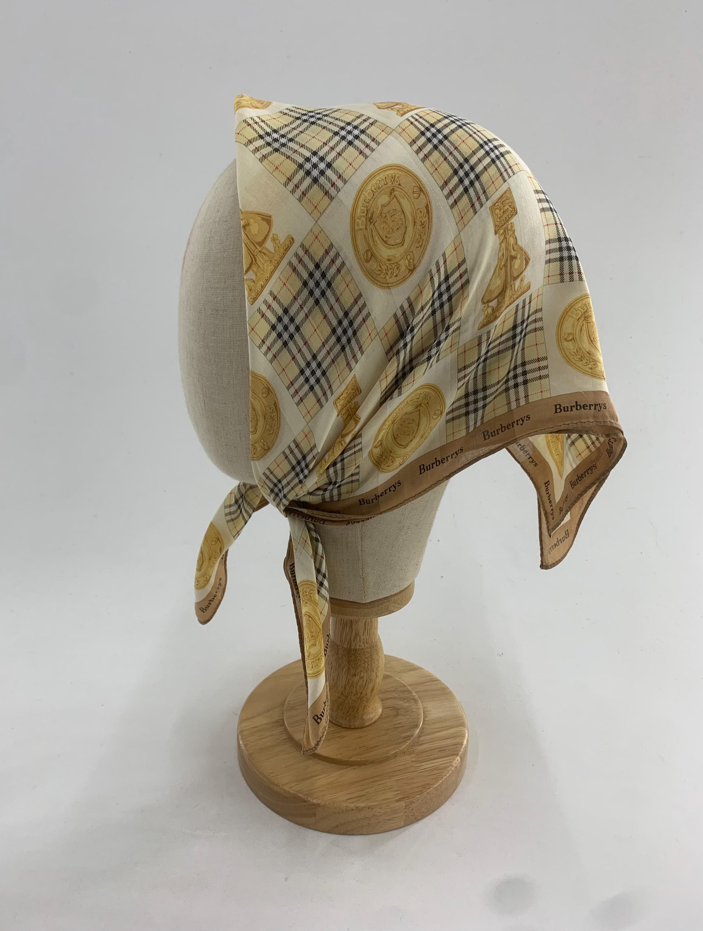 Vintage Authentic Burberry Scarf Babushka Handkerchief Bandana Mini ...