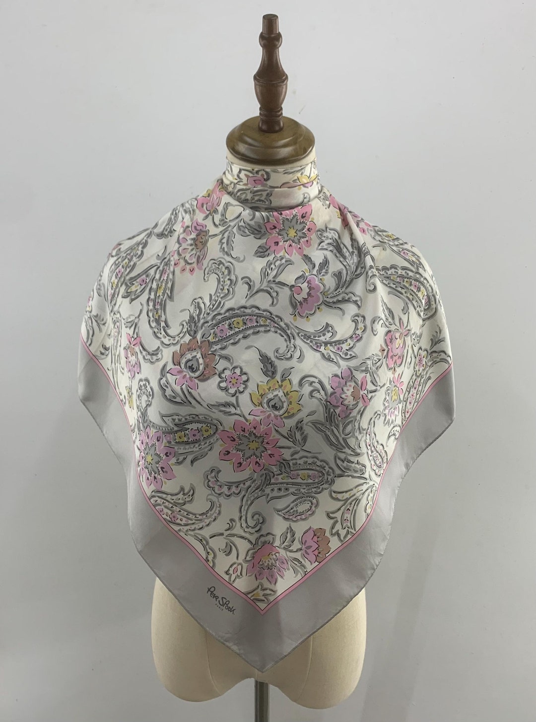 Vintage per Spook Scarf Babushka Square Scarf Head Scarf Head Wrap ...