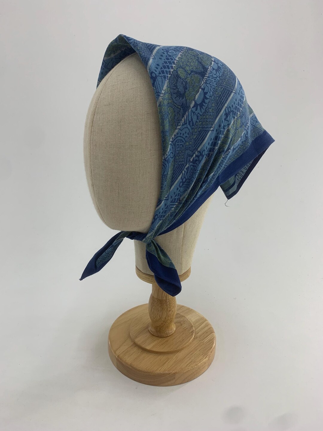 Vintage Authentic Hiroko Koshino Blue Scarf Babushka Handkerchief ...