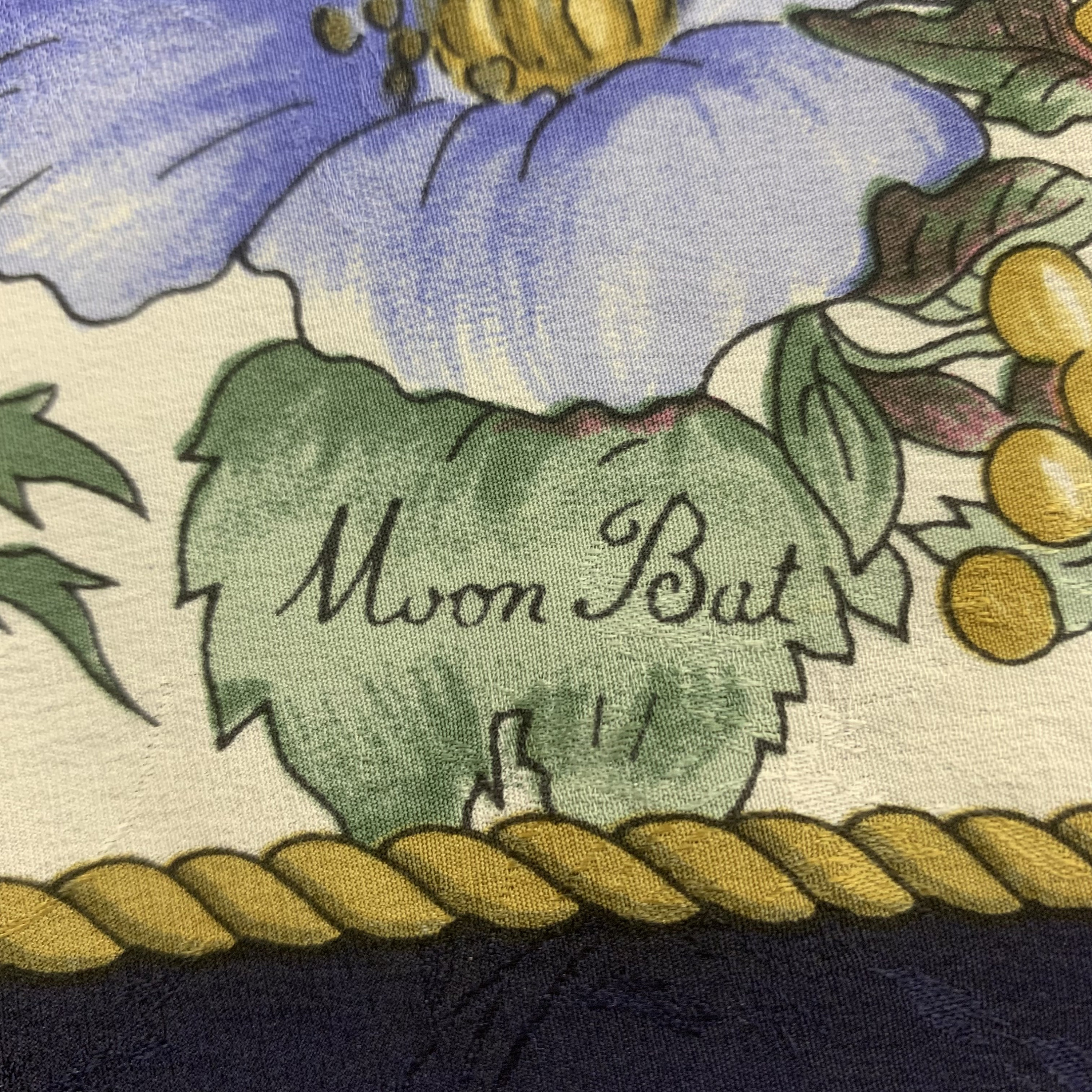 Vintage Authentic Moon Bat Flowering Silk Scarf Babushka Body Wrap ...