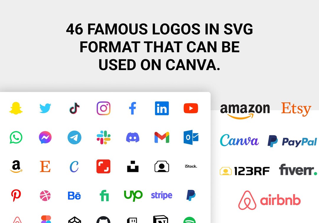 Iconic Logo Kit: 46 Famous SVG Logos for Use in Canva Canva Template ...