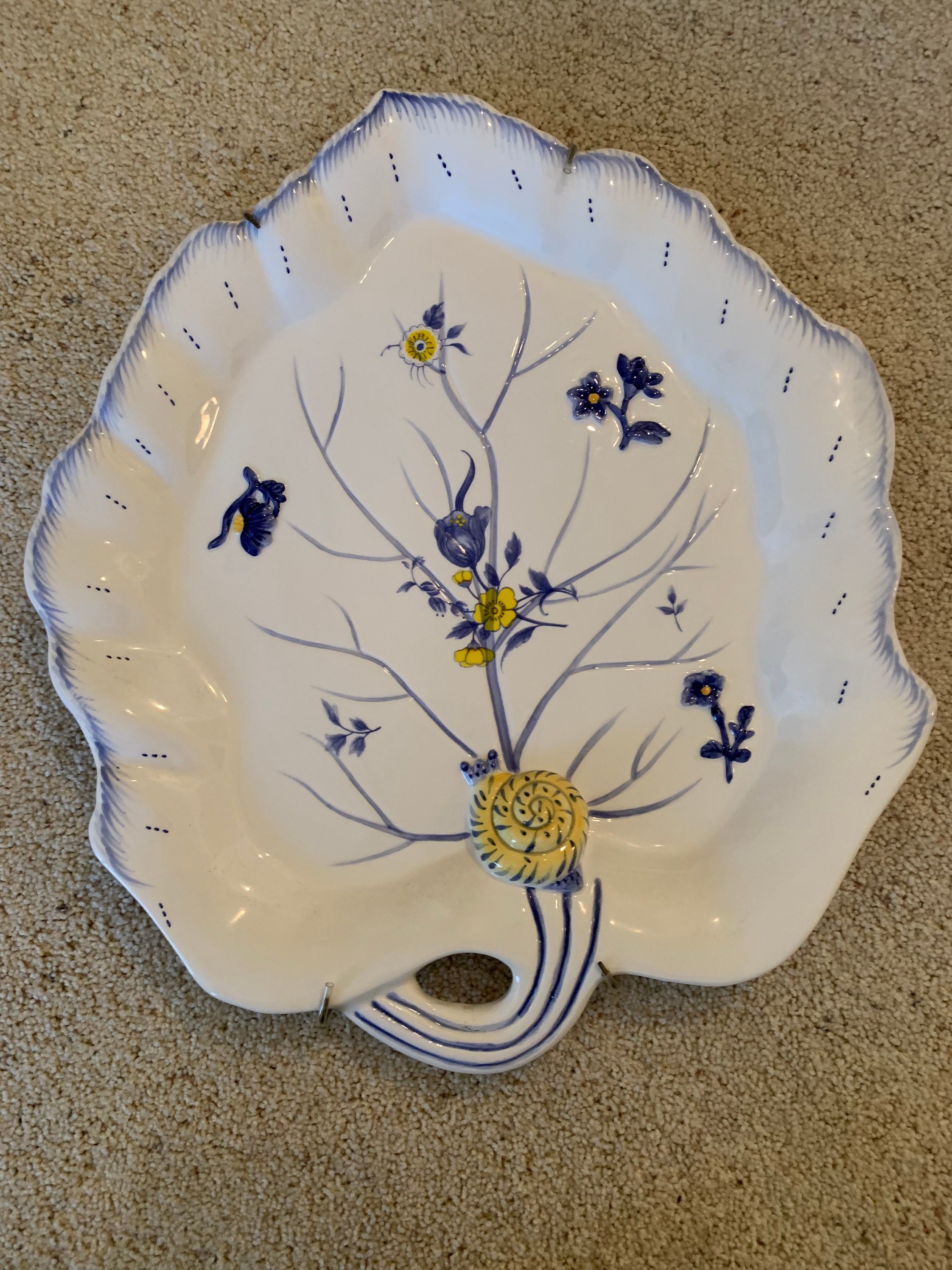 Spode Imperial Garden Porcelain Leaf Shape Platter W/Embossed Snail ...