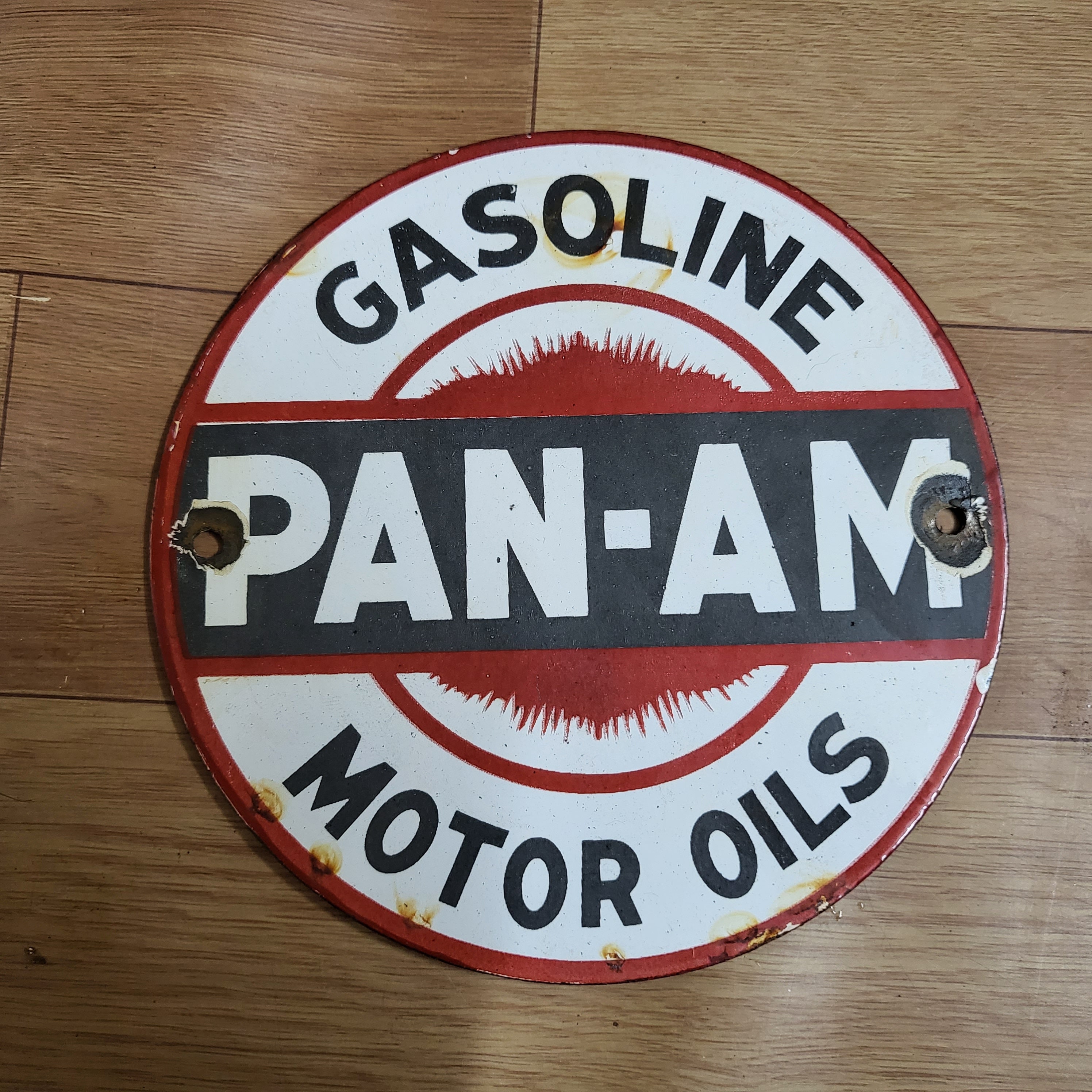 Pre-owned Pan Am Motor Oils Porcelain Enamel Sign 7 Inches - Etsy