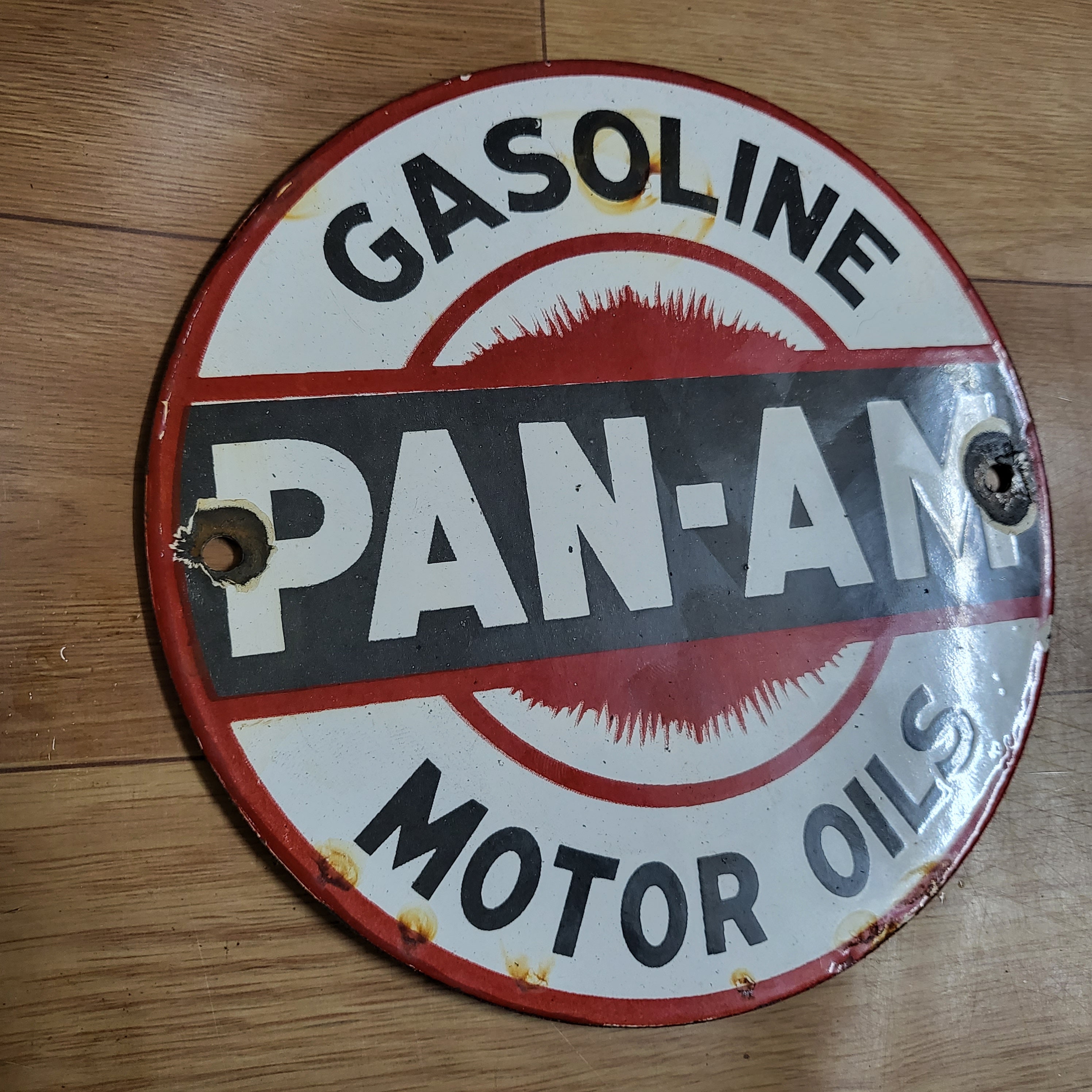 Pre-owned Pan Am Motor Oils Porcelain Enamel Sign 7 Inches - Etsy