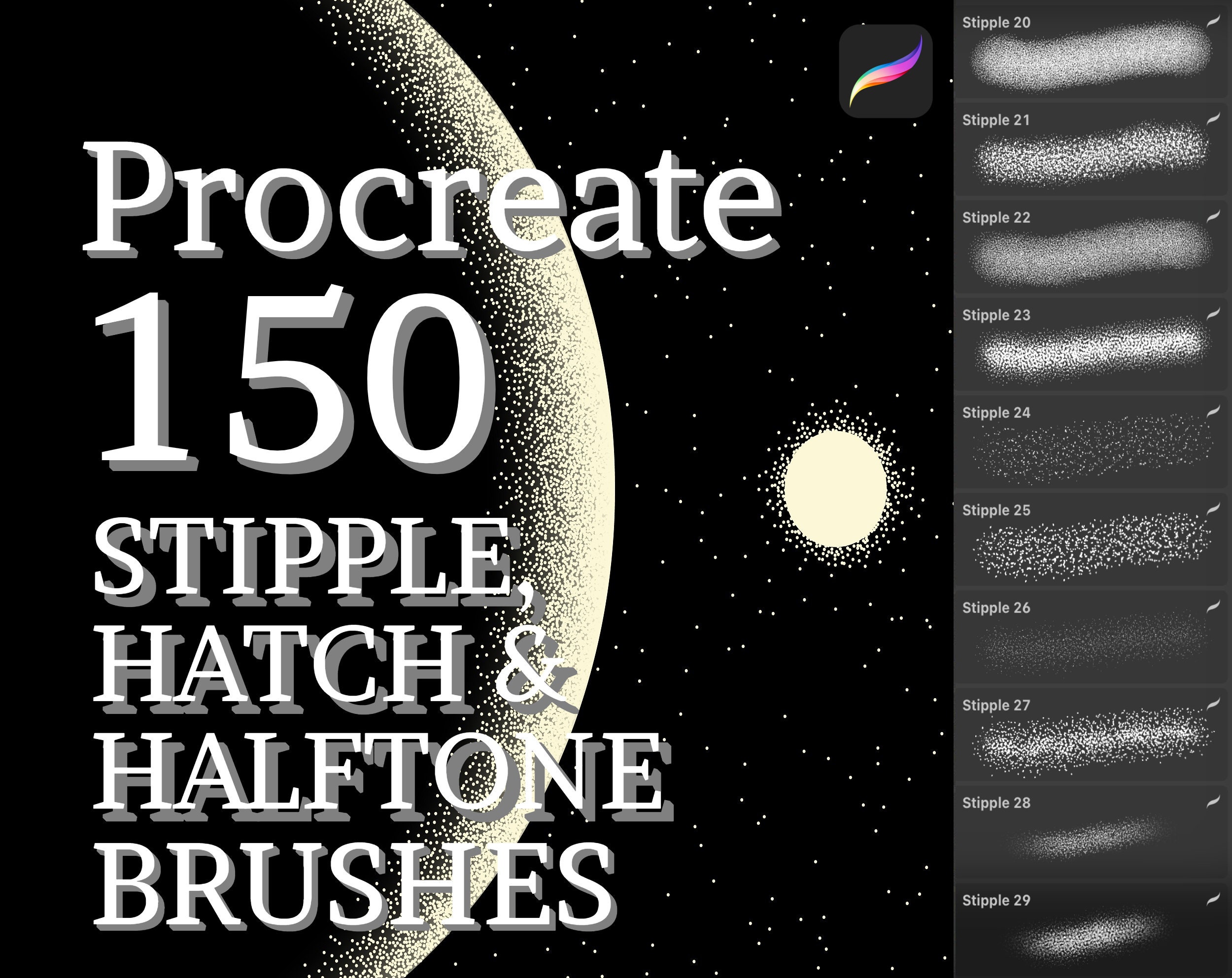 150 Voluminous Brushes Procreate Brushes Stipple Brushes | Etsy