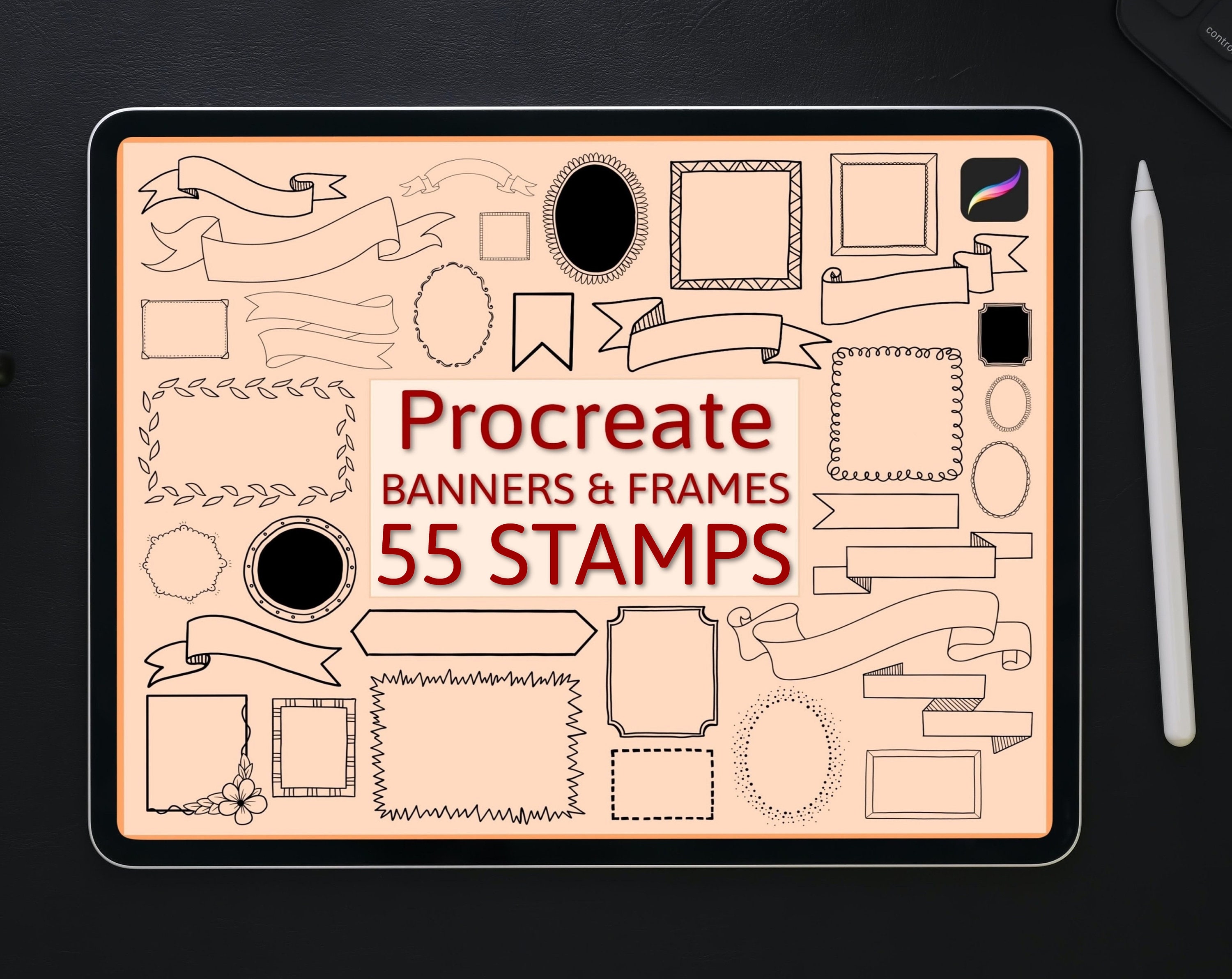 55 Banners & Frames Procreate Stamps Procreate Brushes - Etsy