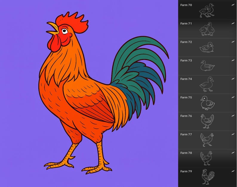 100 Farm Animals Bundle, Procreate Stamps, Household Birds, iPad ...
