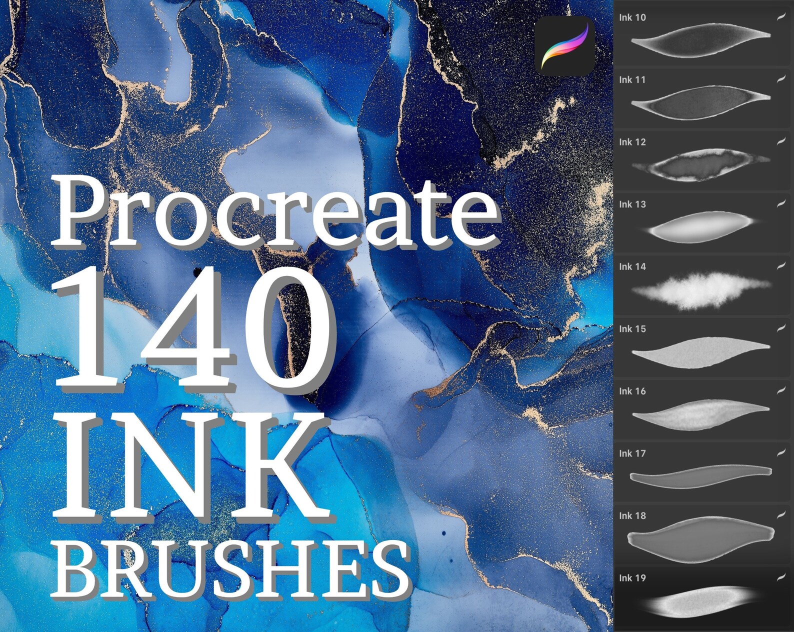 140 Ink Brushes Procreate Brushes Ipad Brushes Alcohol Ink | Etsy