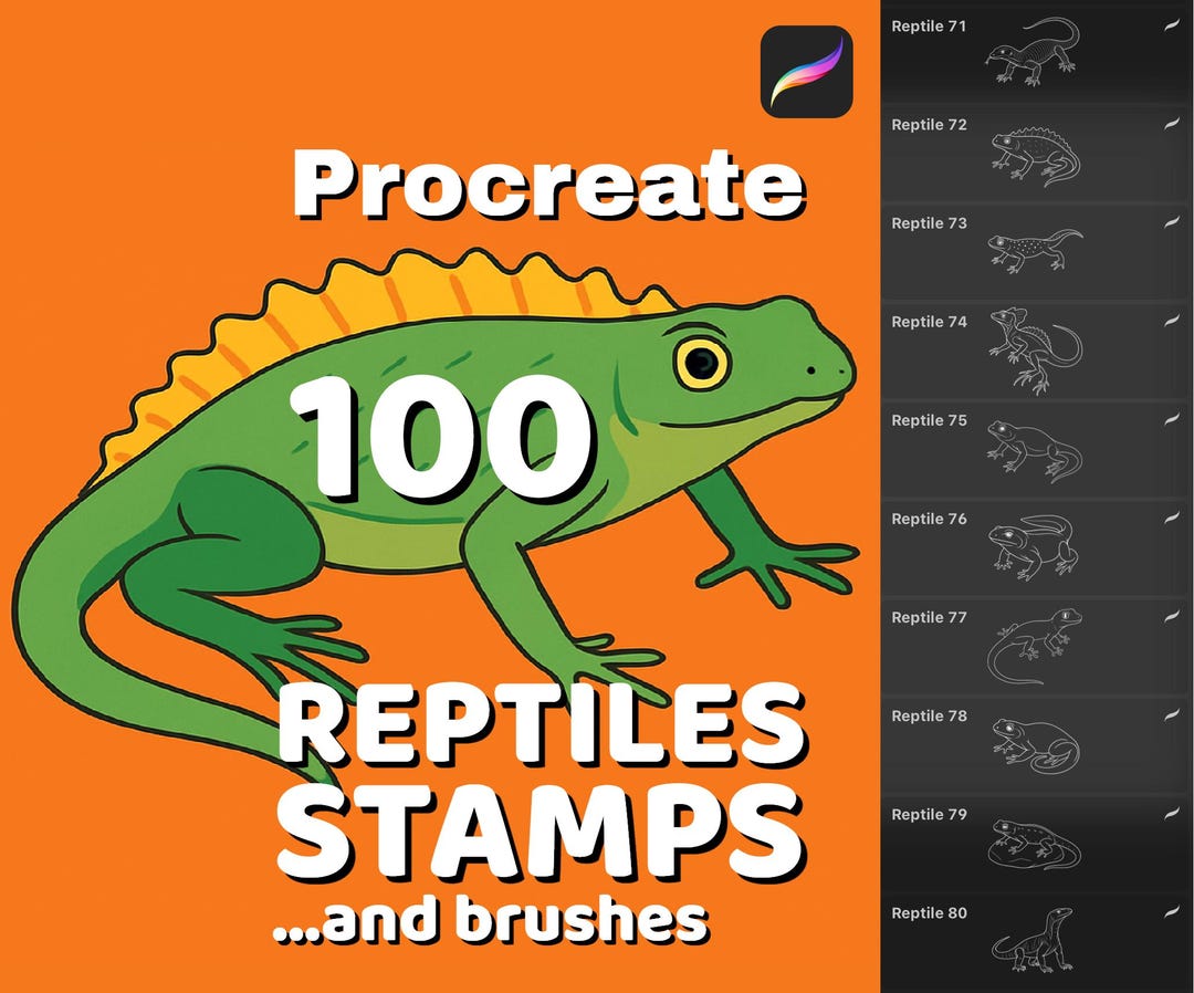 100 Procreate Reptile Stamps & Dynamic Scale Brushes for Creature ...
