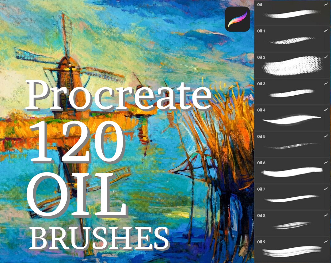 120 Oil Brushes, Procreate Brushes, iPad Brushes, Realistic Oil ...