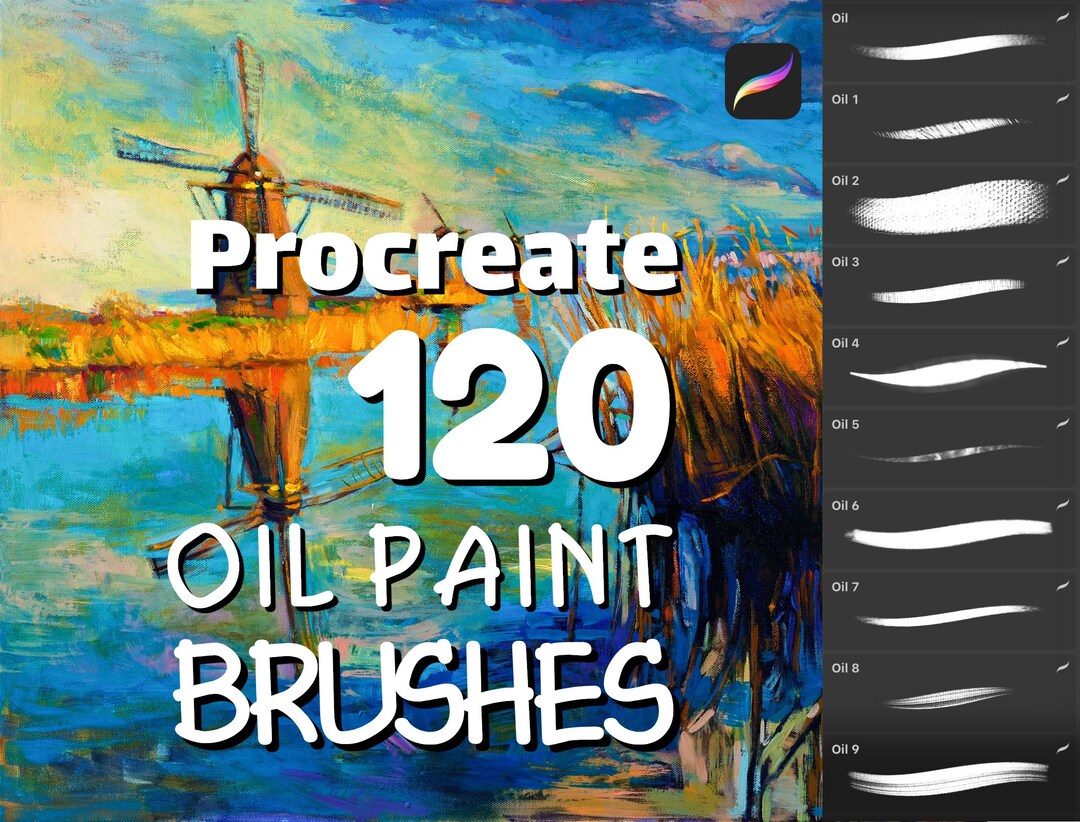 120 Oil Brushes, Procreate Brushes, Realistic Oil Brushset, Canvas Texture Pack - Etsy