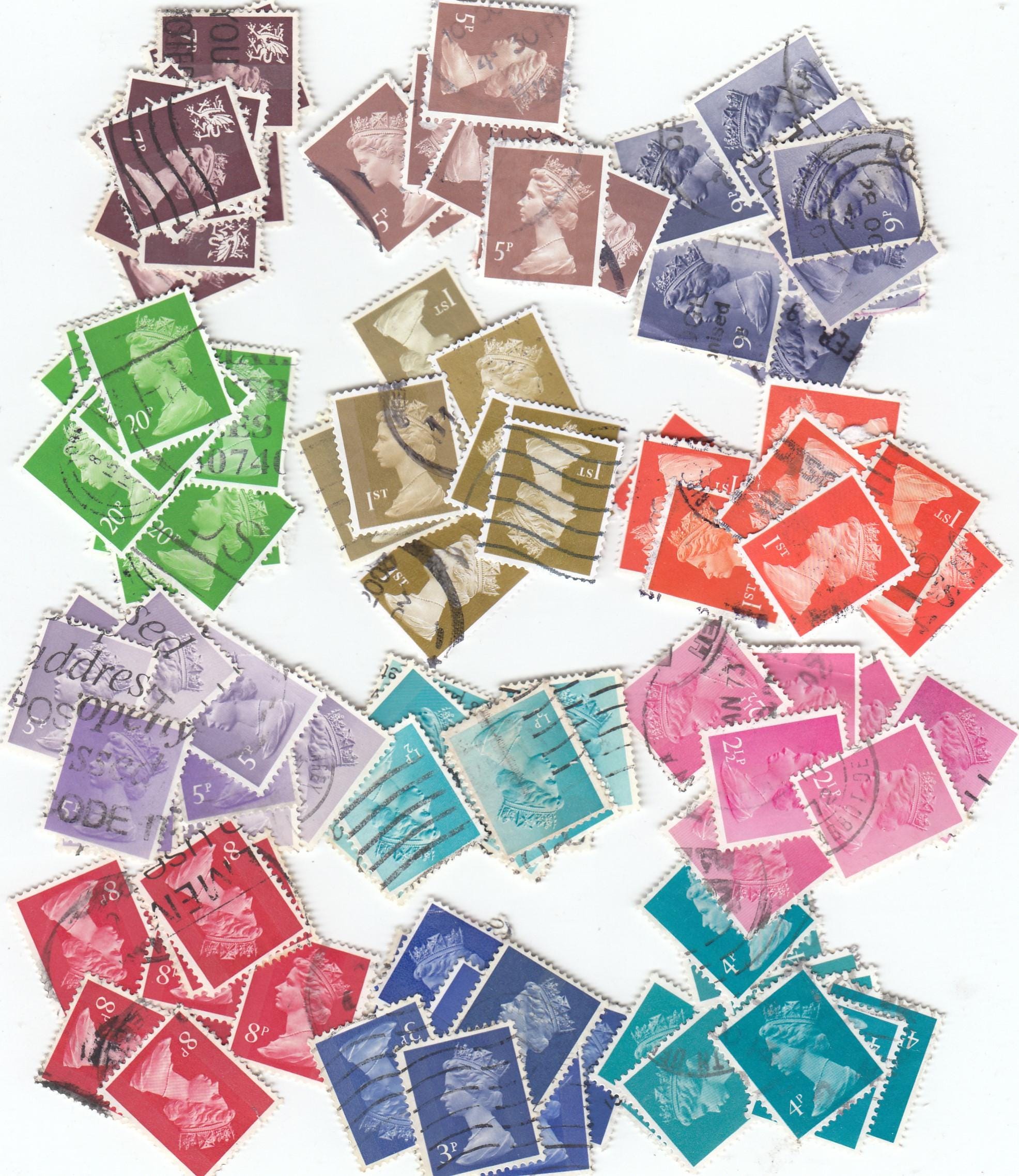 12X10 = 120 British Machin Used Stamps Mixture , - for Stamp Collecting ...