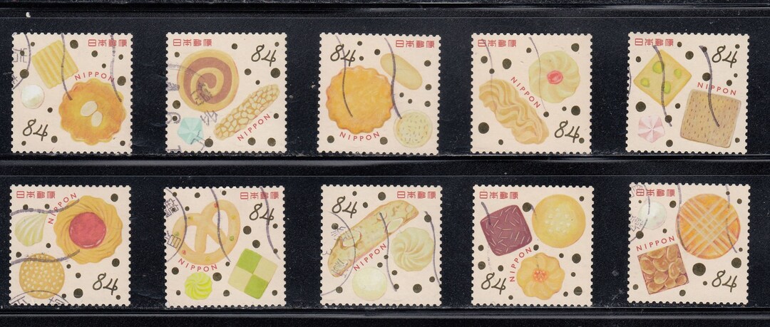 Japan Food Culture Sweets, Desserts Used Postage Stamps - off Paper ...