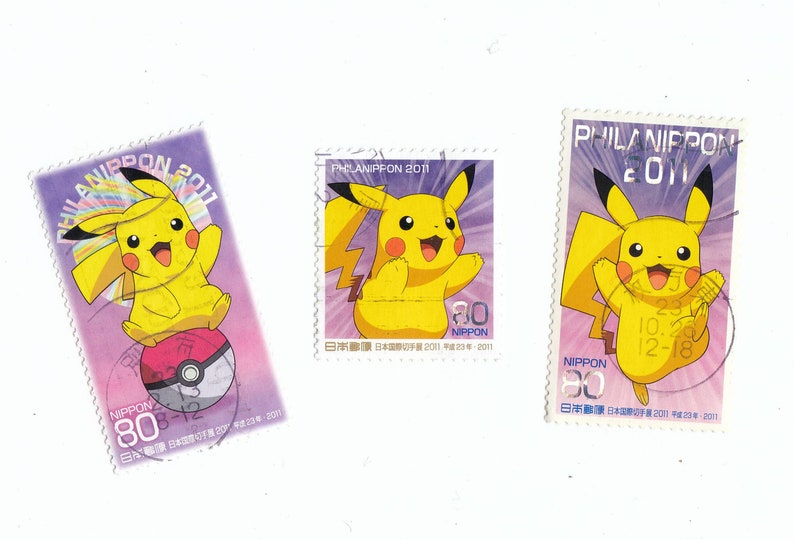 Japanese Stamps: Pikachu, Hello Kitty, Anime - Used for Crafting - Etsy