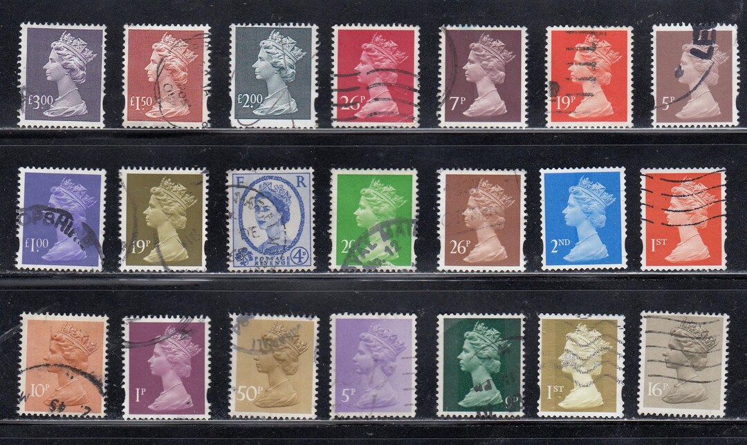 21 or 48 Used Rainbow Vintage British Machin Postage Stamps - for Stamp ...