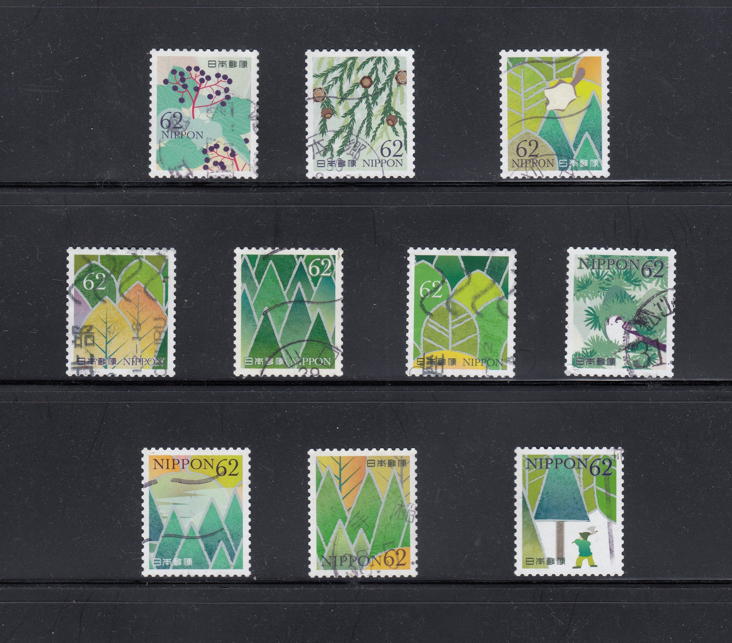 Japan Used Stamp MIXTURE - FLOWER, Forest - off Paper for Stamp ...