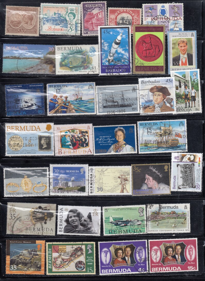 Bermuda Used Vintage Stamps From Caribbean for Artist, Crafting ...