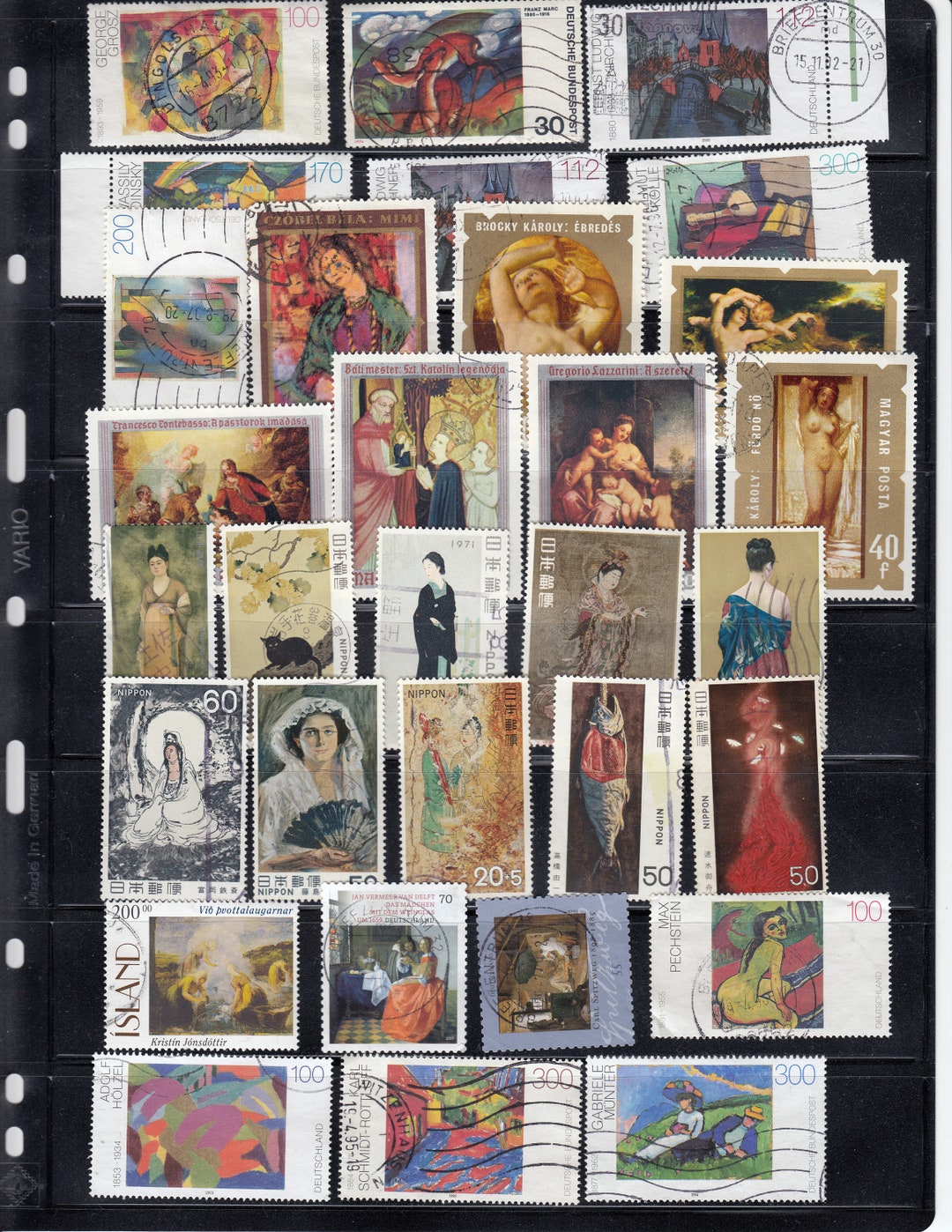 Famous Painting art Used Postage Stamps Traditional Crafts for Artist ...