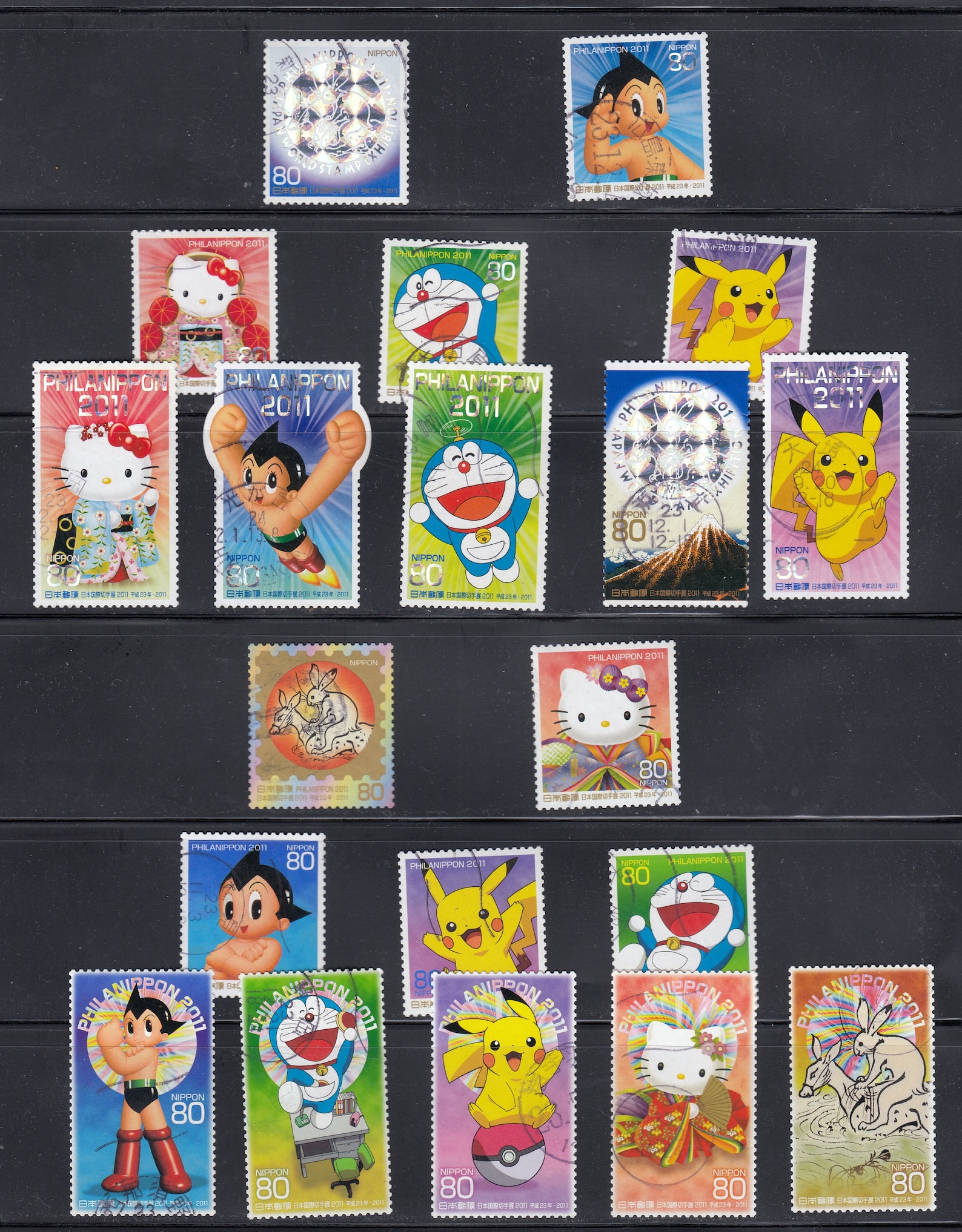 Japanese Stamps: Pikachu, Hello Kitty, Anime - Used for Crafting - Etsy
