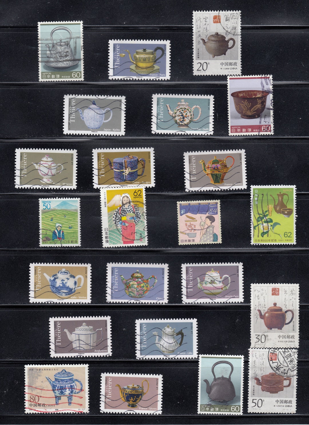 Vintage Tea Culture Postage Stamps Collection for Artist, Crafting ...