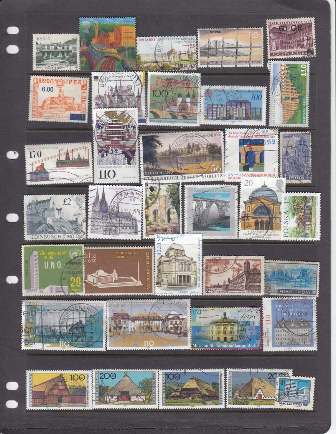 Used Postage Stamps Architecture off Paper for Artist - Etsy