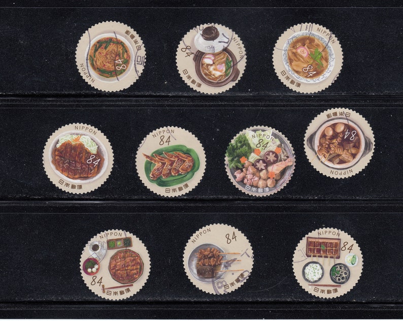 Japan Food Culture Sweets, Desserts Used Postage Stamps - off Paper ...