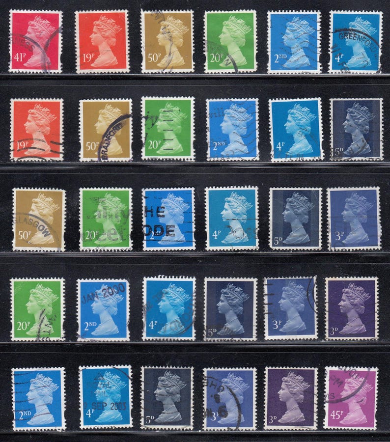 Used Rainbow Vintage Postage Stamps, Queen Elizabeth II - for Stamp ...