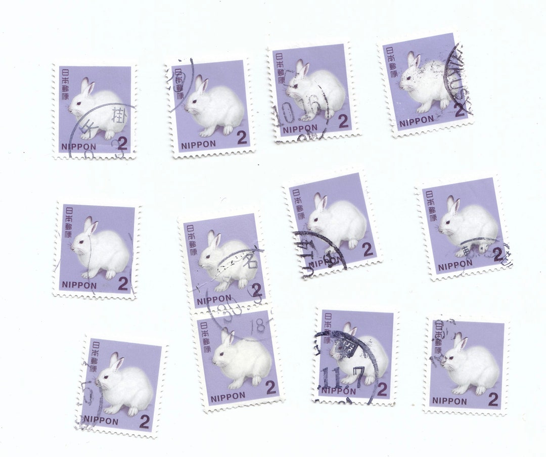 Used Japanese Animal Stamps: Rabbit, Polar Bear, Birds - Crafting ...