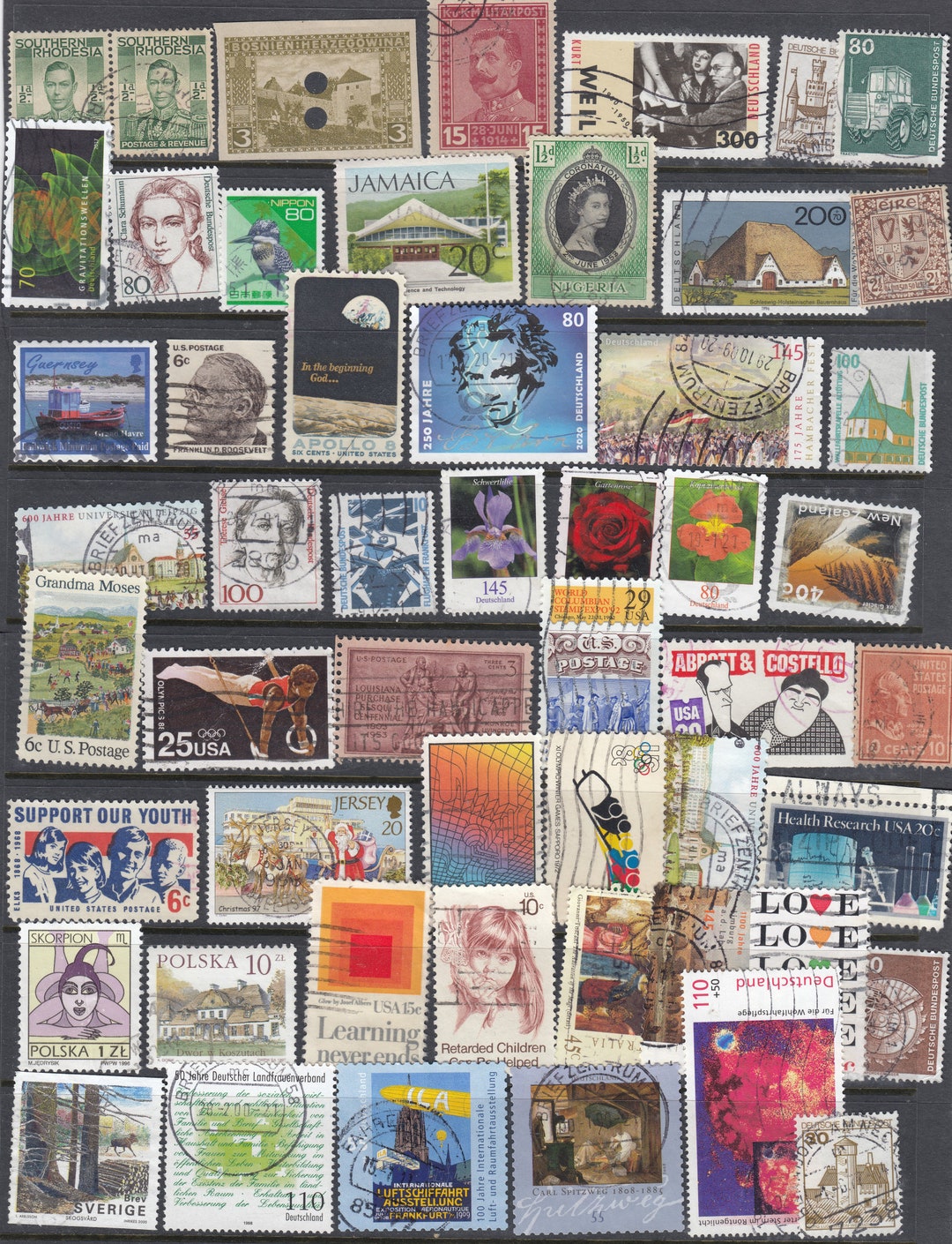 Worldwide Vintage Stamps Wide Variety of Sizes, Colo,countries -off ...