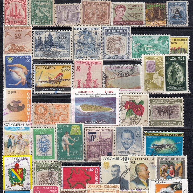 Vintage Colombian Stamps - Etsy