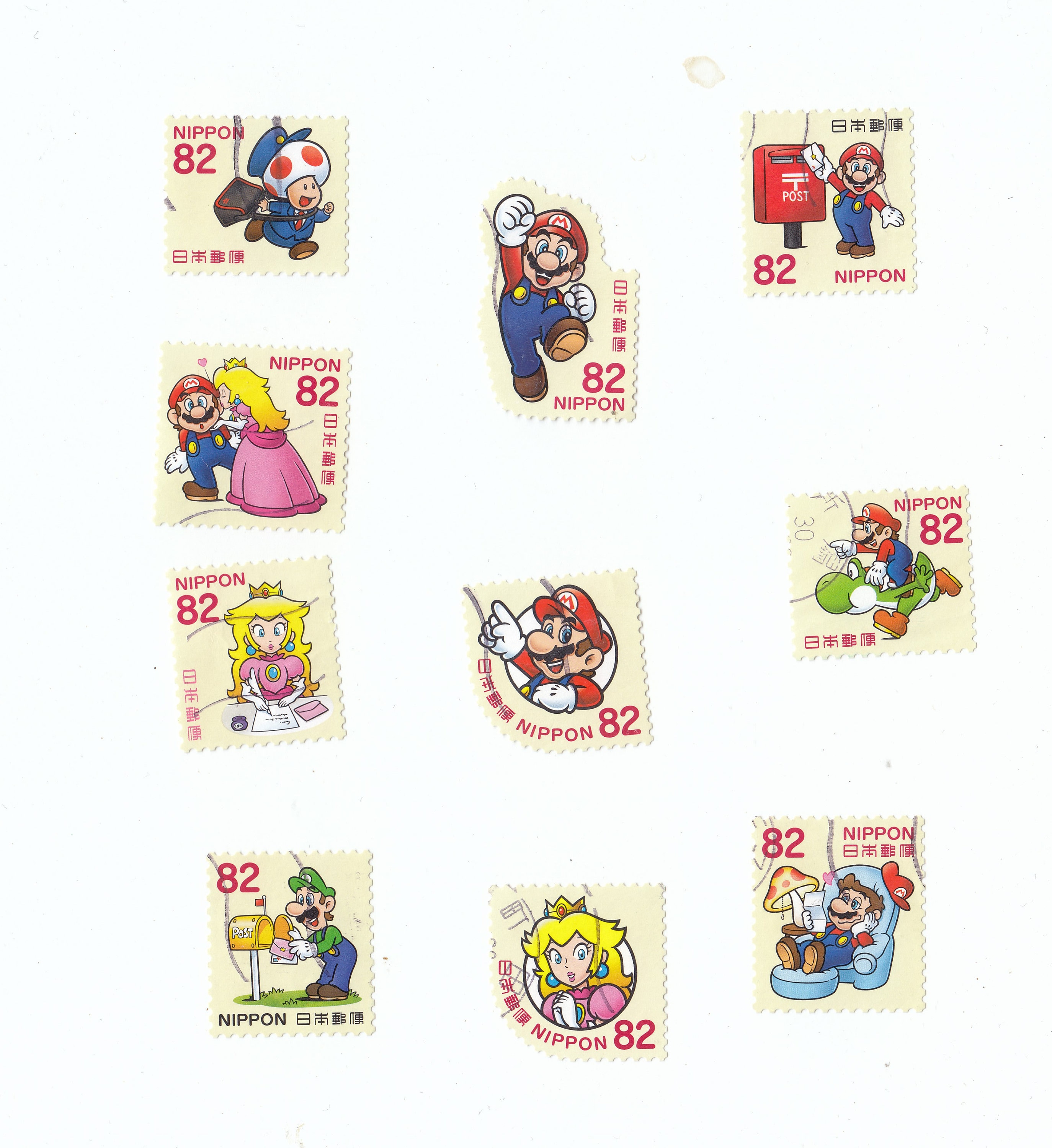 Princess Peach Super Mario Stamps: 10 Japan Used Postage Stamps - Etsy