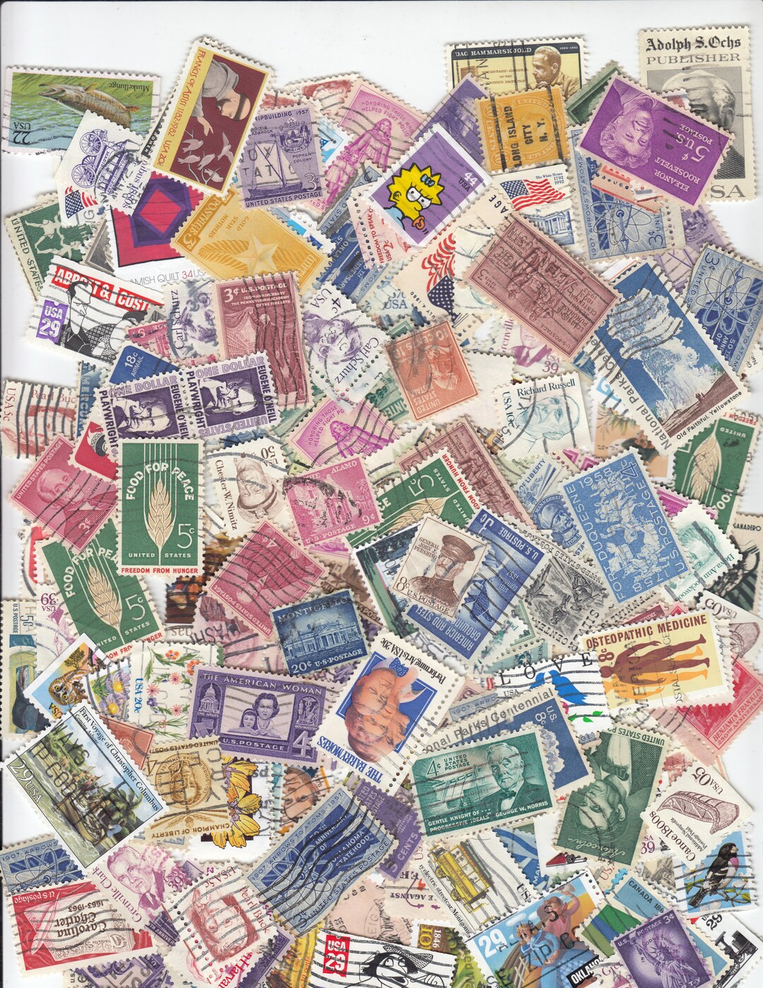 Pack of 200 Used US Vintage Postage Stamps - for Artist, Crafting ...