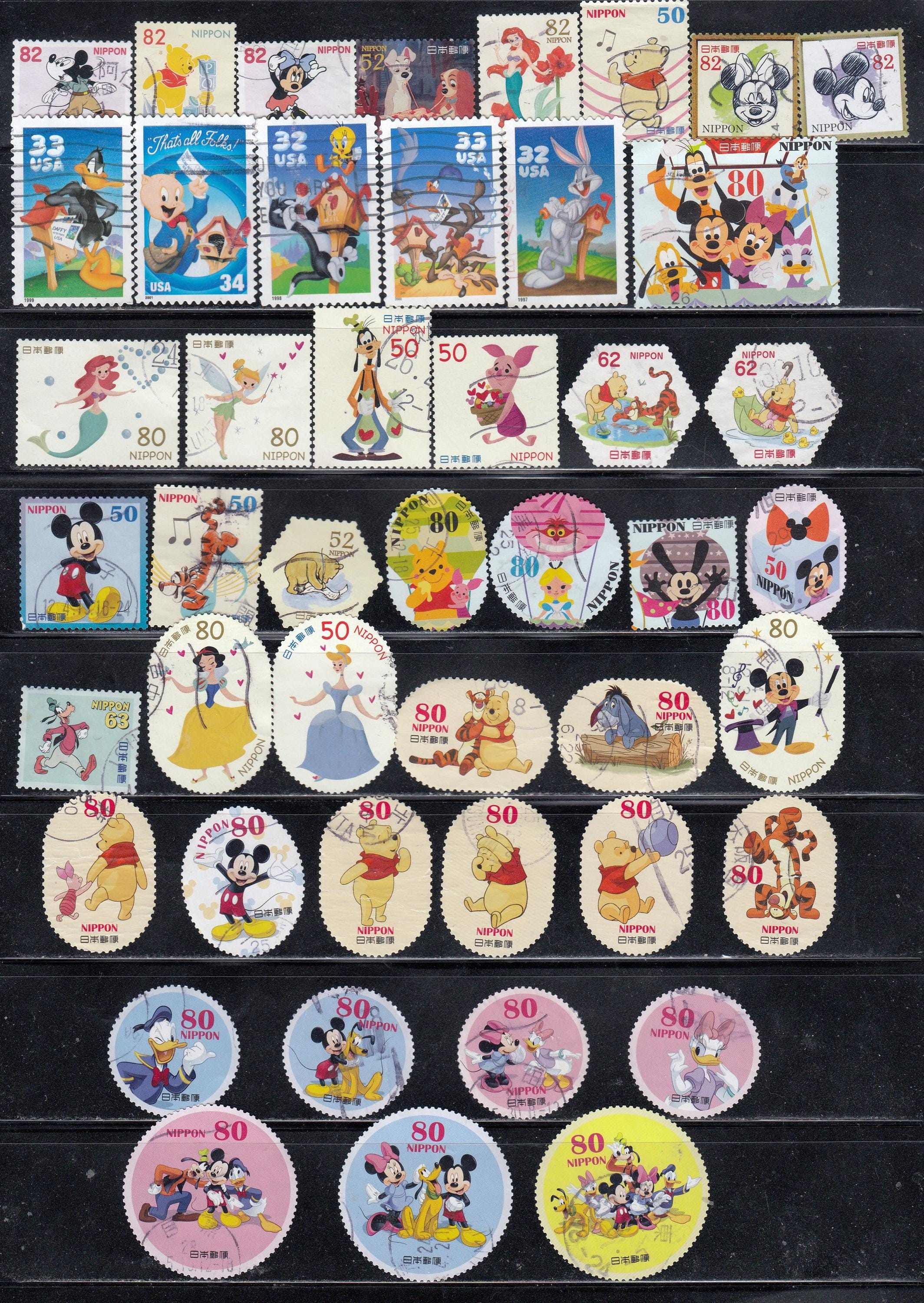 Japan Used Postage Stamps Mixture With Winnie the Pooh - off Paper ...