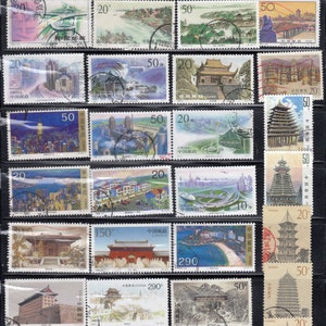 Eastern Asia Architecture Used Postage Stamps--for Crafting Collage ...