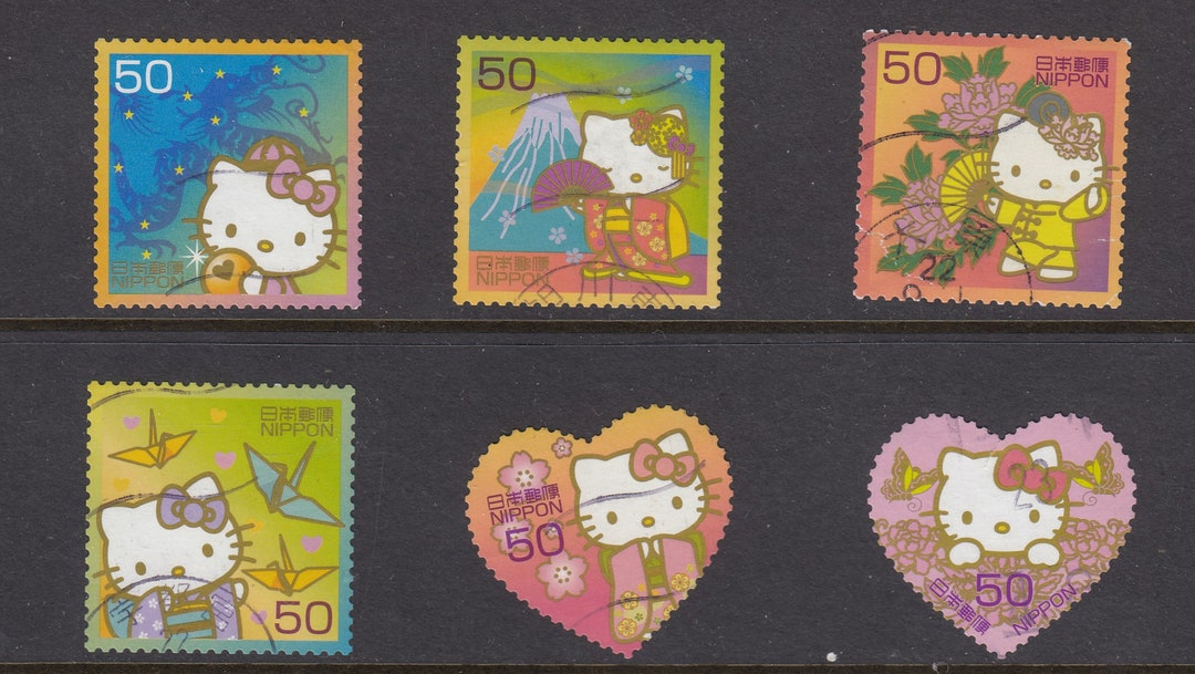 Japanese Used Postage Stamps hello Kitty 2010 off Paper for Artist ...