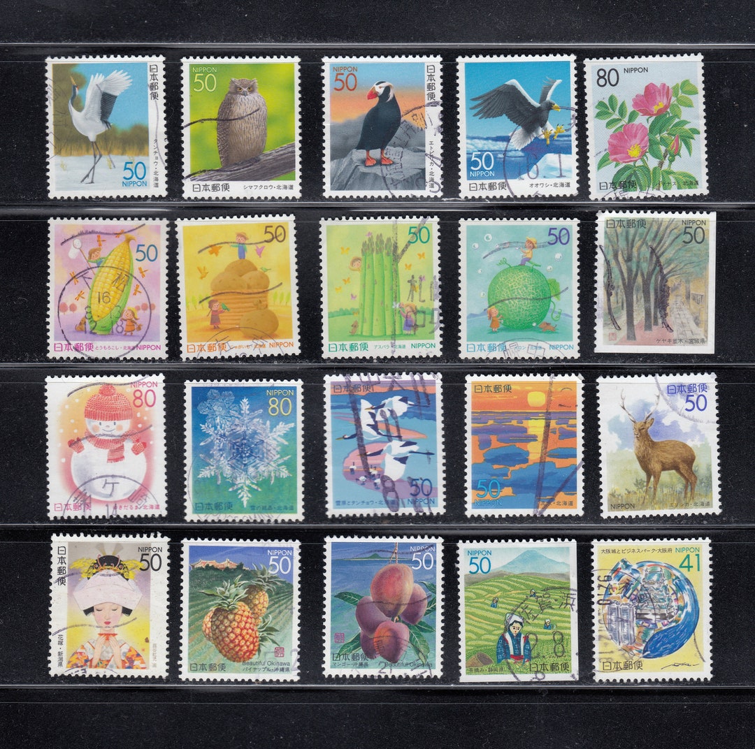 Used Vintage Japanese Stamps -furusato- - off Paper- Multiple Lots ...