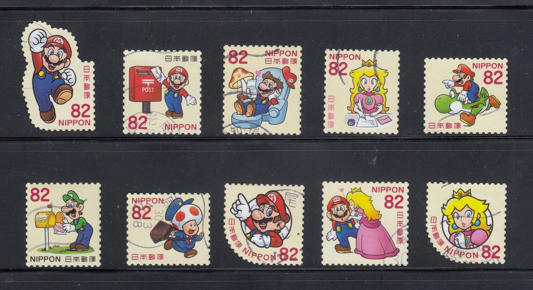 10X Japan Used Postage Stamps Collection - Princess Peach-super Mario ...