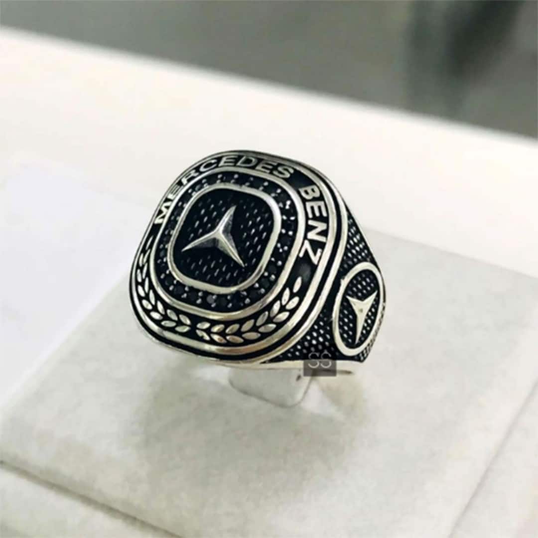 Mercedes Benz Ring, Men Mercedes Ring, 925 Sterling Silver, Statement ...