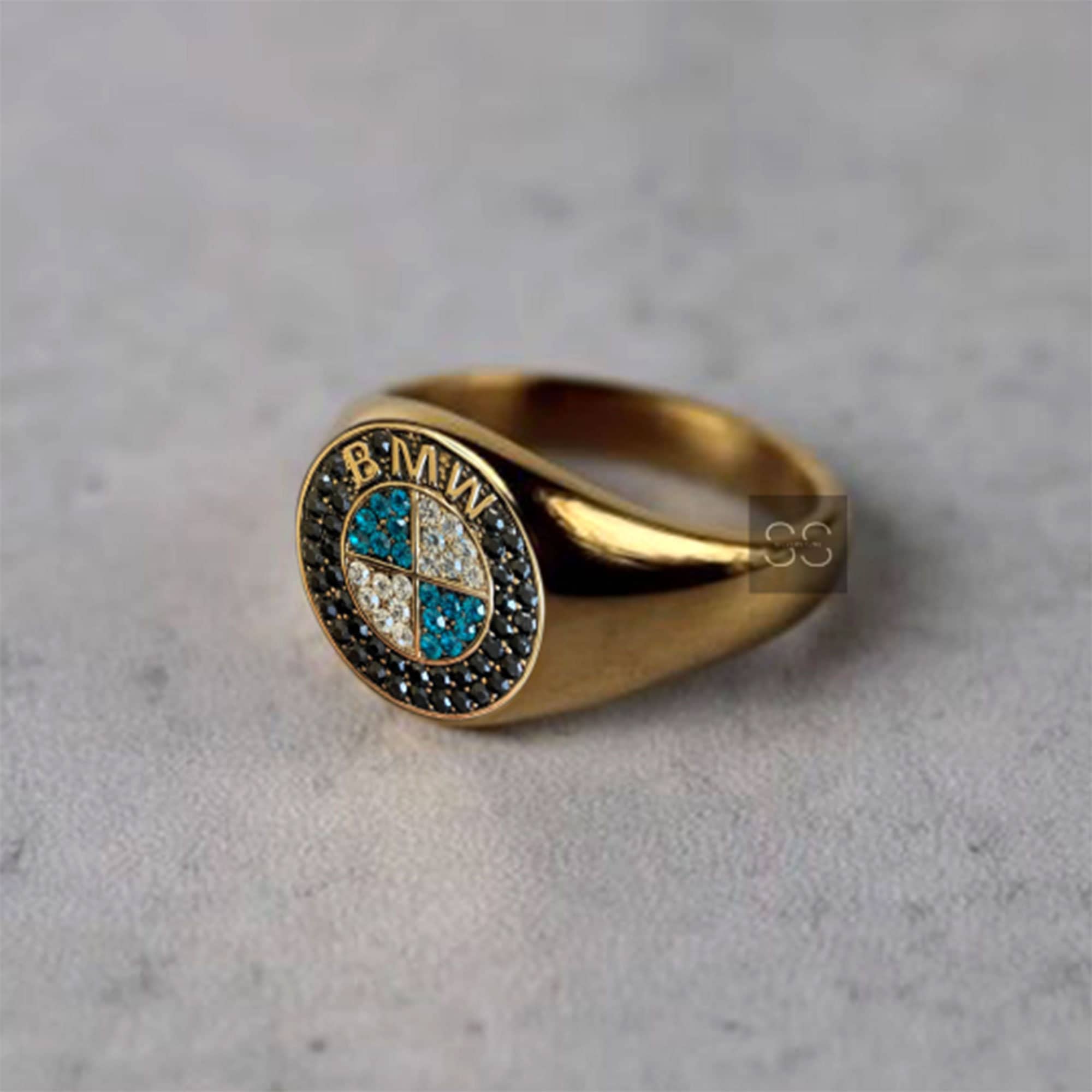 18K Gold Signet Ring BMW Ring Car Logo Signet Ring - Etsy