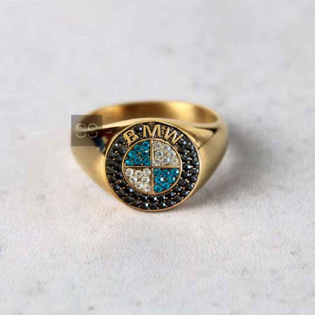 18K Gold Signet Ring BMW Ring Car Logo Signet Ring - Etsy