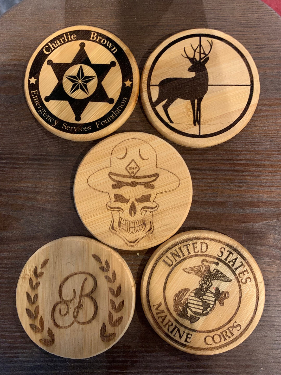 FREE Shipping/personalized Bamboo Coasters/team Coasters/monogram ...