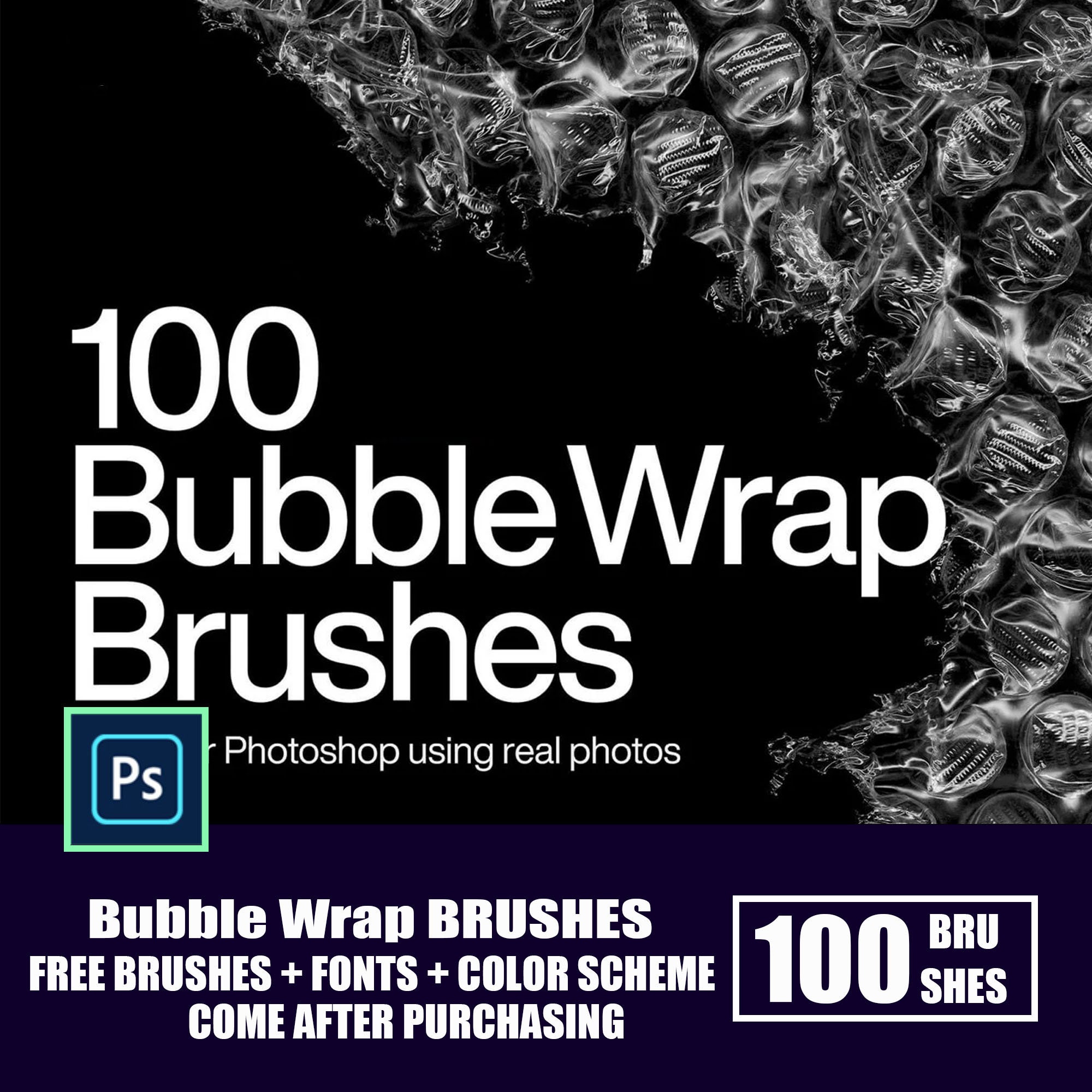 100 Bubble Wrap Photoshop Brushes/ Made by Using Real Photos/ Plastic ...